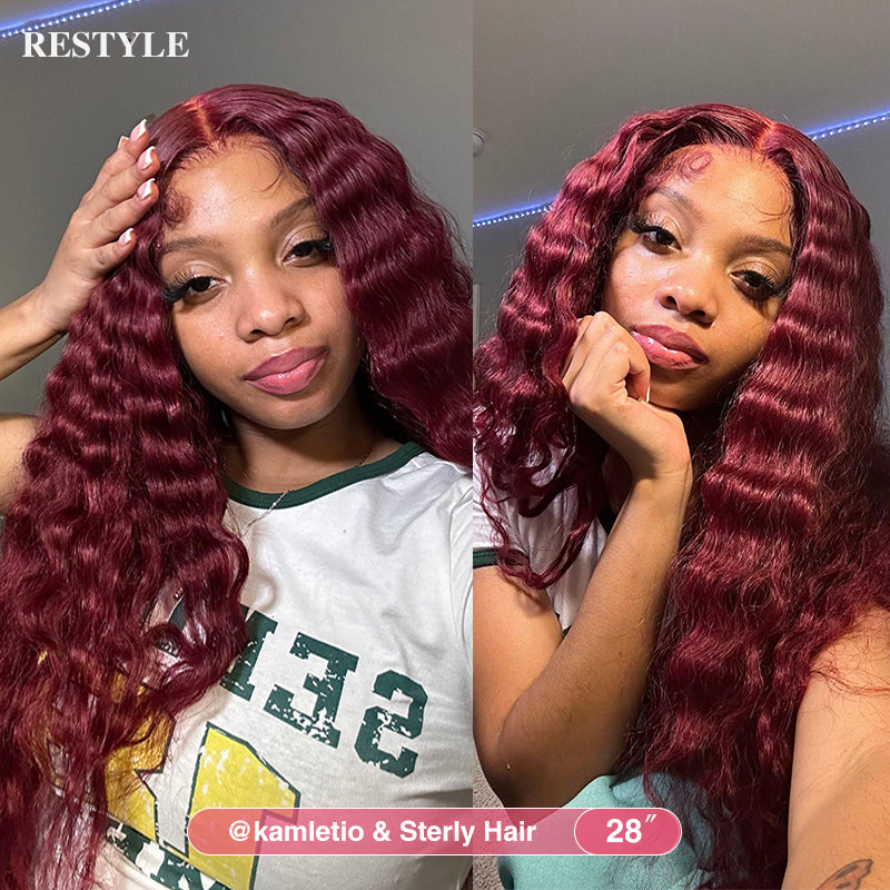 Affordable #99J Body Wave Wig Sterly Burgundy 13x6 Lace Front Human Ha ...
