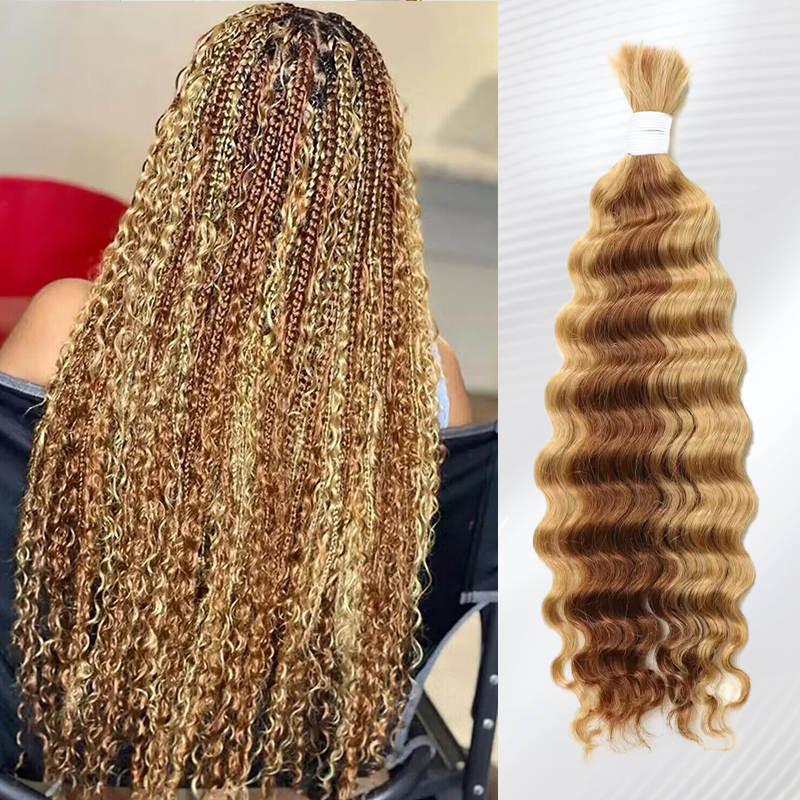 Deep Wave Bulk Human Hair For Braiding No Weft 100% Human Hair Extensi ...