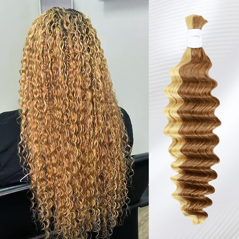 Deep Wave Bulk Human Hair For Braiding No Weft 100% Human Hair Extensi ...