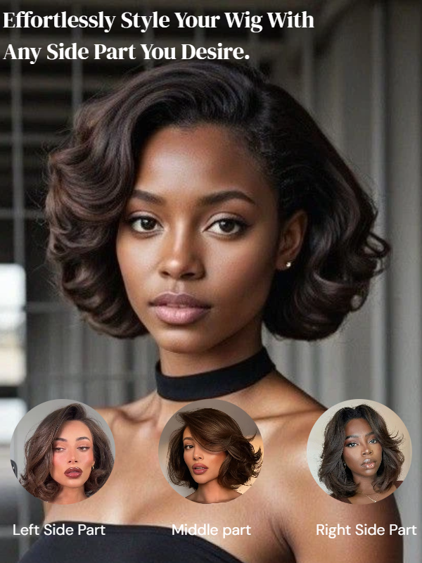 Chocolate Brown Pixie Cut Side Part Wigs Loose Body Hair Beginner Frie ...