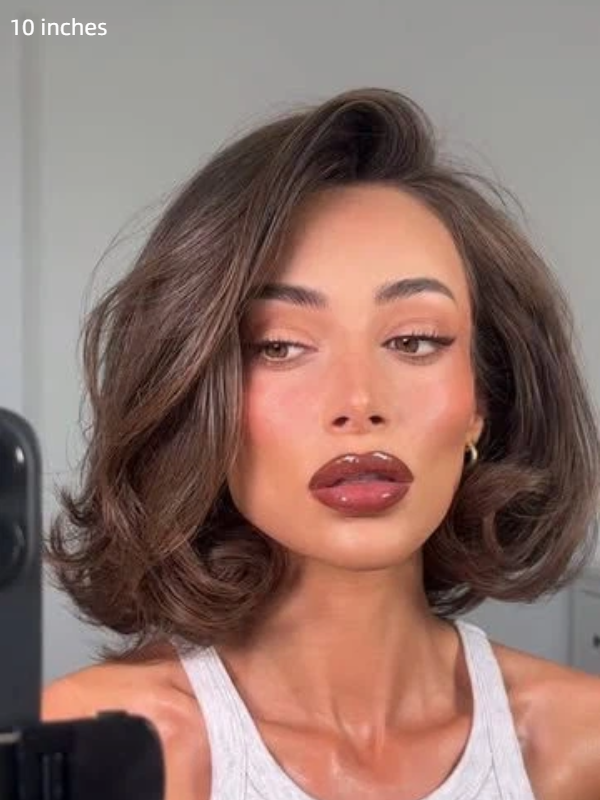 Chocolate Brown Pixie Cut Side Part Wigs Loose Body Hair Beginner Frie ...