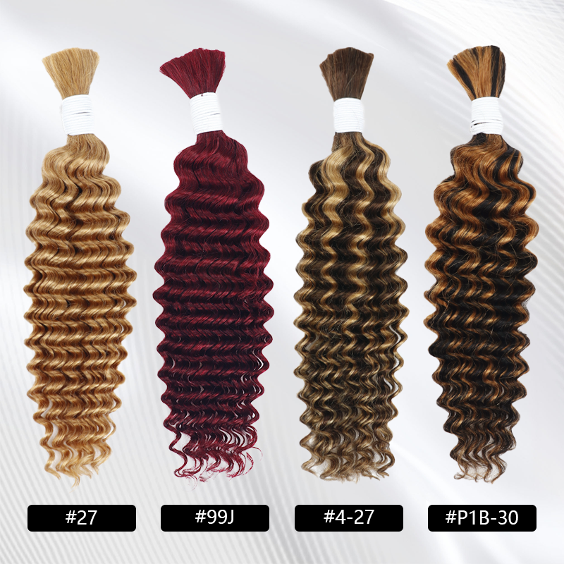 Deep Wave Bulk Human Hair For Braiding No Weft 100% Human Hair Extensi ...