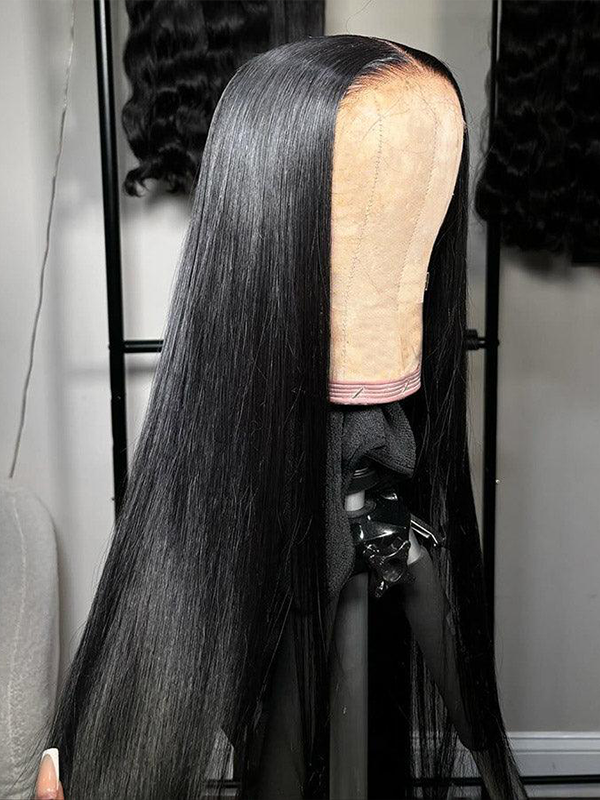 Affordable #1 Jet Black Straight Hair Wig 13x6 Lace Front Human Hair W ...