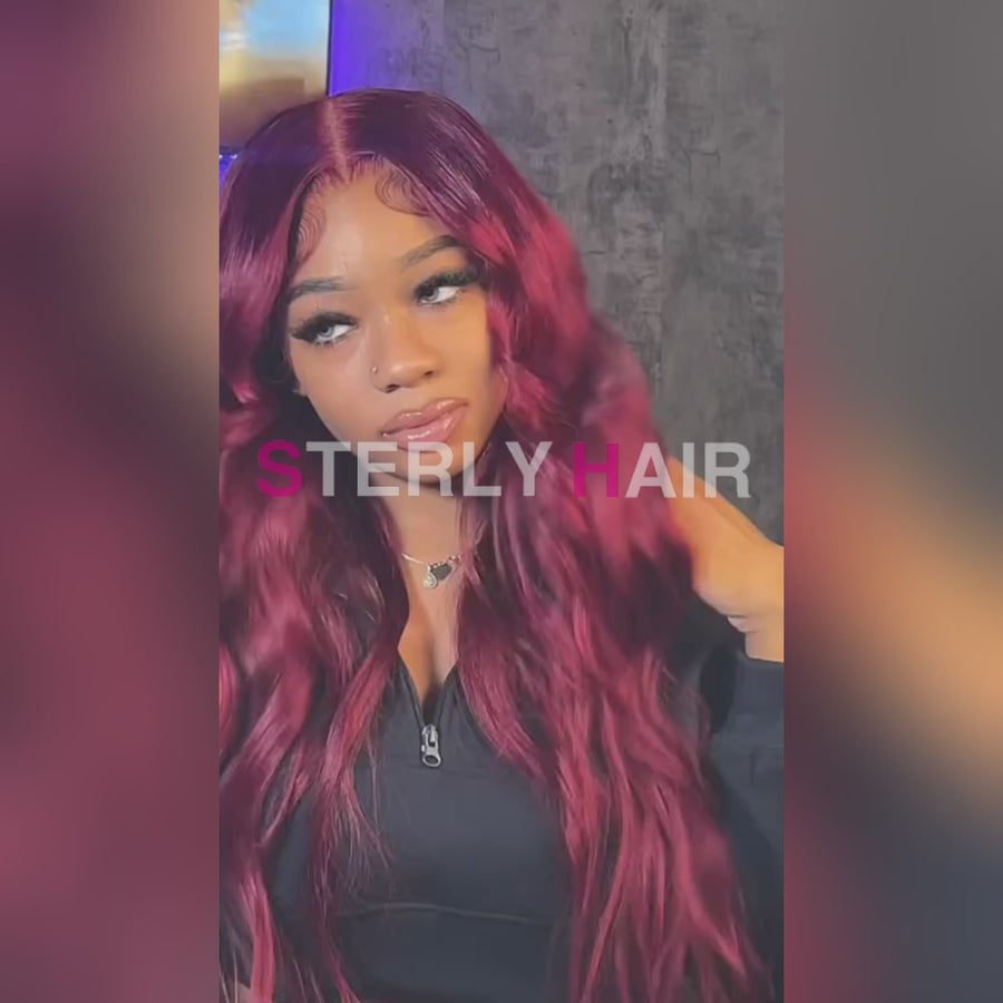 Affordable #99J Body Wave Wig Sterly Burgundy 13x6 Lace Front Human Ha ...