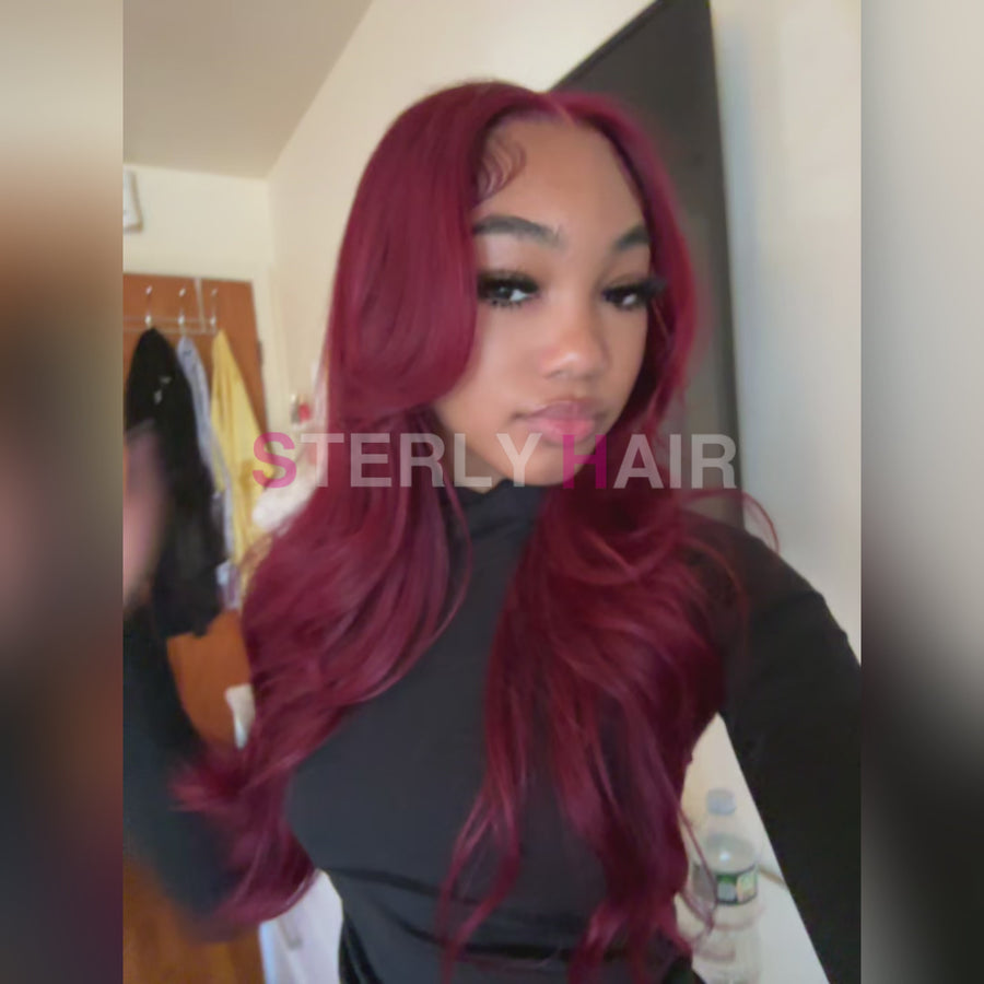 Affordable #99J Body Wave Wig Sterly Burgundy 13x6 Lace Front Human Ha ...